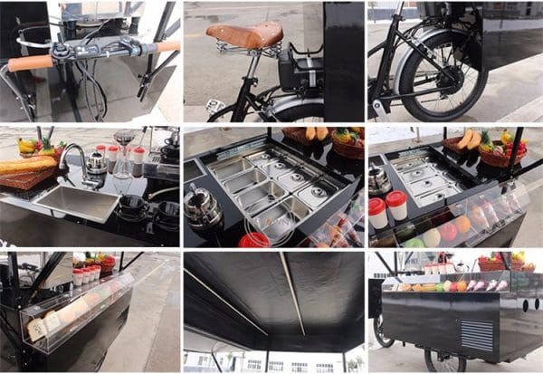 Electric Mobile Coffee Bike for Sale CE approved Food Tricycle Customized Commercial Hot Dog ...