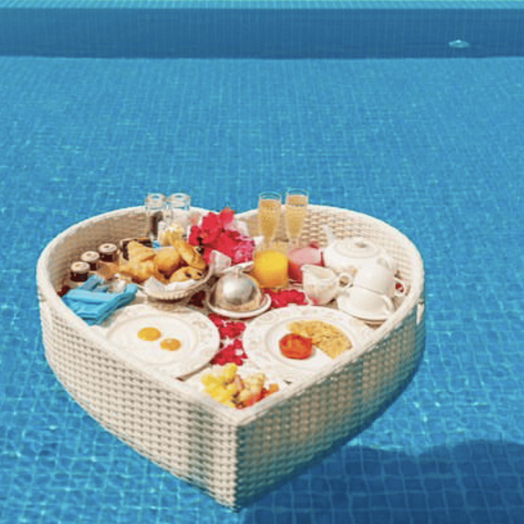 Food Trays Hotel Pool Floating Tray PE Rattan Serving Trays - DERBAL