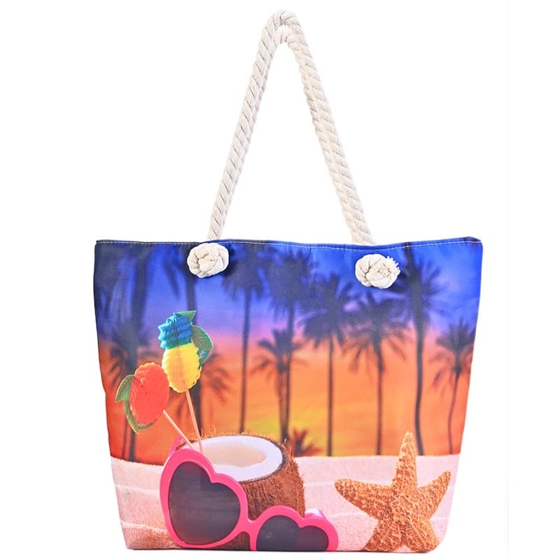 Women’s Beach Tote Bag Large Canvas Seaside Shoulder Bag - DERBAL